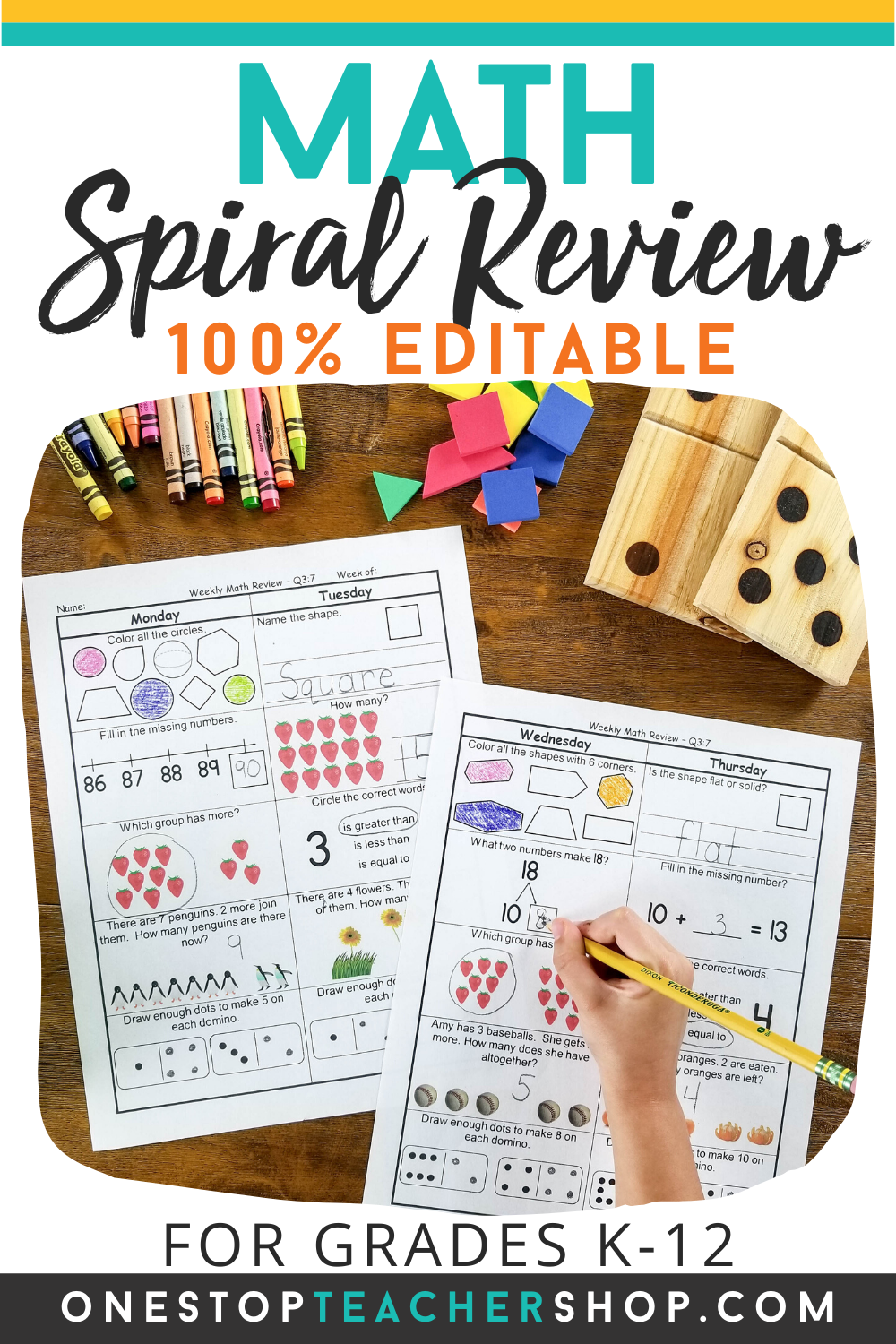 Math Spiral Review Quizzes Homework Or Morning Work
