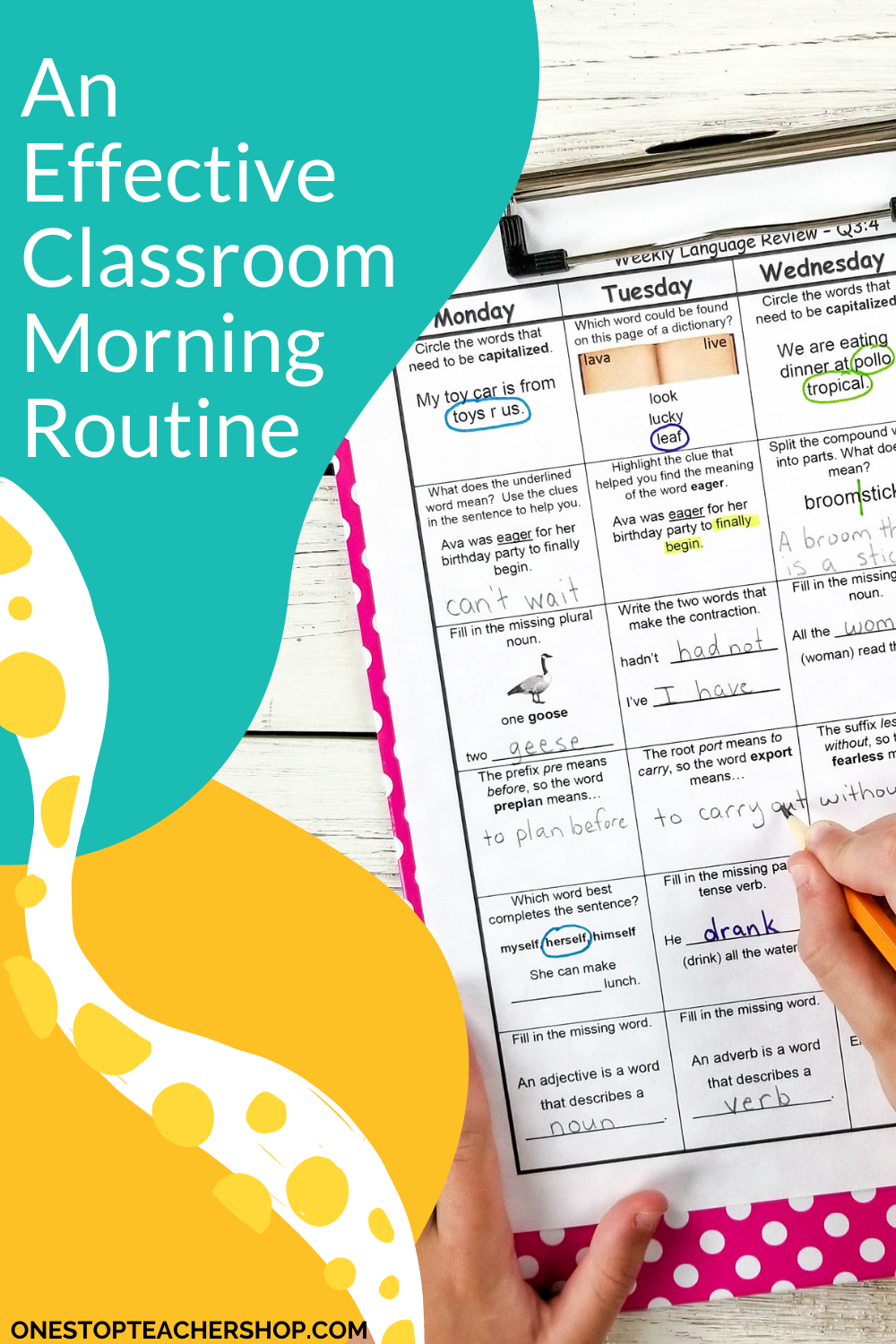 An Effective Classroom Morning Routine One Stop Teacher Shop