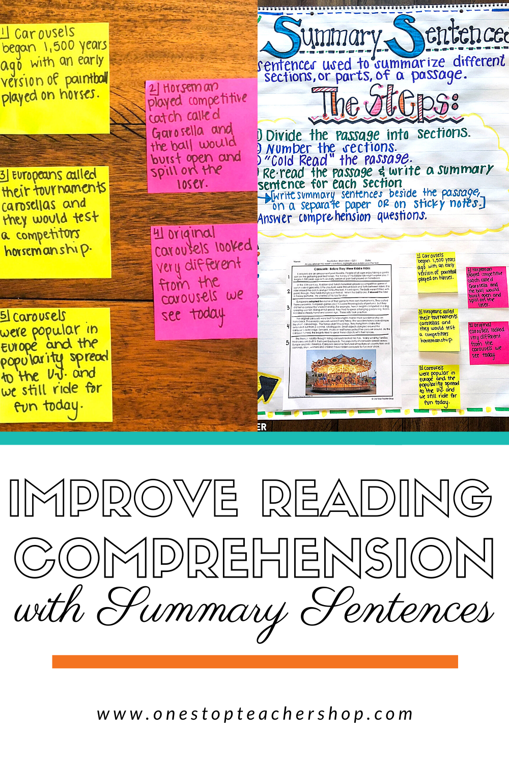 Improve Reading Comprehension with Summary Sentences | One Stop Teacher ...